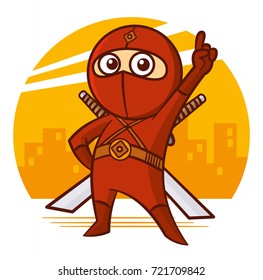 Superhero Red Ninja Kid Character Vector Stock Vector (Royalty Free ...