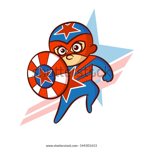 Superhero Red Star Boy Sticker Vector Stock Vector (Royalty Free) 544301653