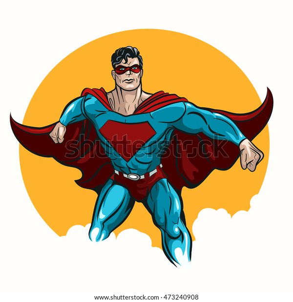 Superhero Standing Cape Waving Wind Illustration Stock Vector (Royalty ...