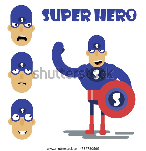 Superhero Vector Character Pack Emotions Stock Vector (Royalty Free ...
