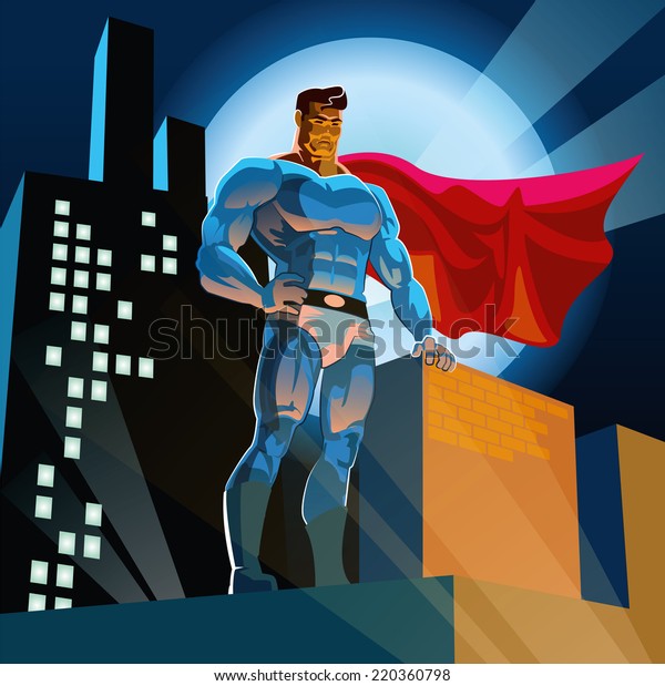 Superman Watching Over City Stock Vector (Royalty Free) 220360798 ...