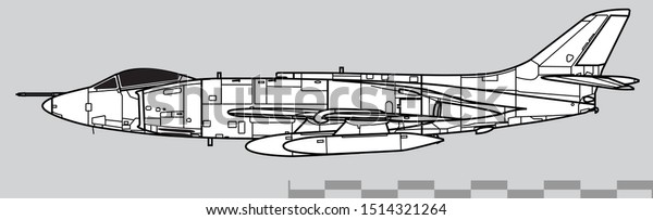 Supermarine Scimitar Outline Vector Drawing Stock Vector (Royalty Free ...