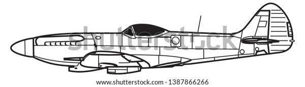 Supermarine Spitfire Outline Vector Drawing : image vectorielle de ...