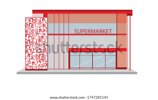 Supermarket Consisting Two Floorsmodern Building Large Stock Vector ...