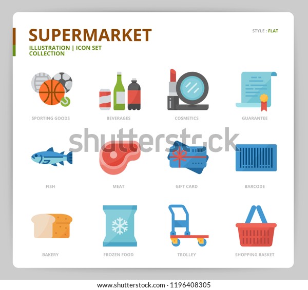 Supermarket Icon Set Stock Vector (Royalty Free) 1196408305 | Shutterstock