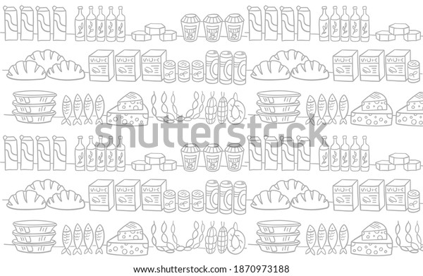 Supermarket Pattern Background Grocery Retail Shop Stock Vector ...