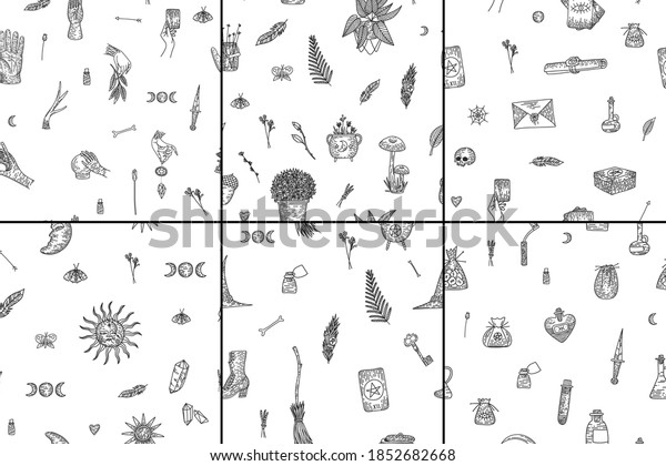 Supernatural Magic Collection Magical Elements Witchs Stock Vector ...