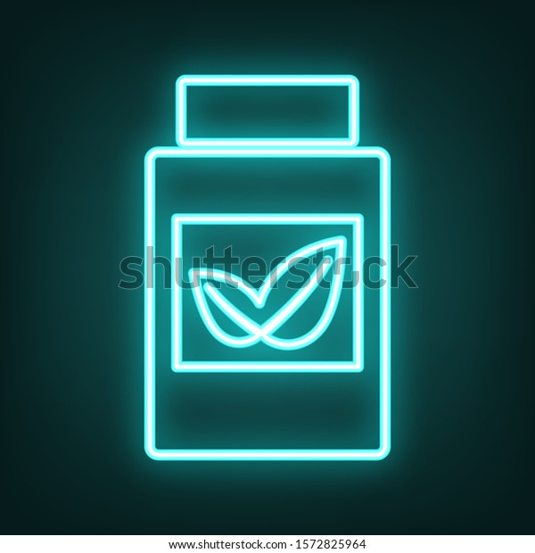 Supplements Container Sign Cyan Neon Icon Stock Vector (Royalty Free ...