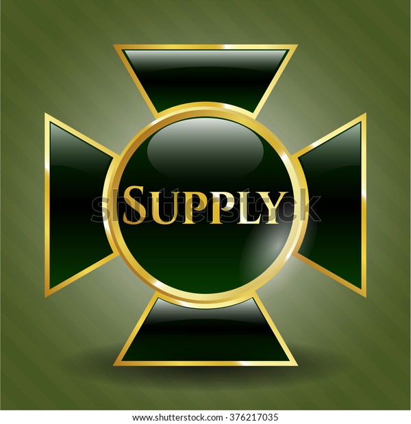 Supply Gold Emblem Badge Stock Vector (Royalty Free) 376217035 ...