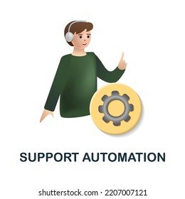 Support Automation Icon 3d Illustration Customer Stock Vector (Royalty ...