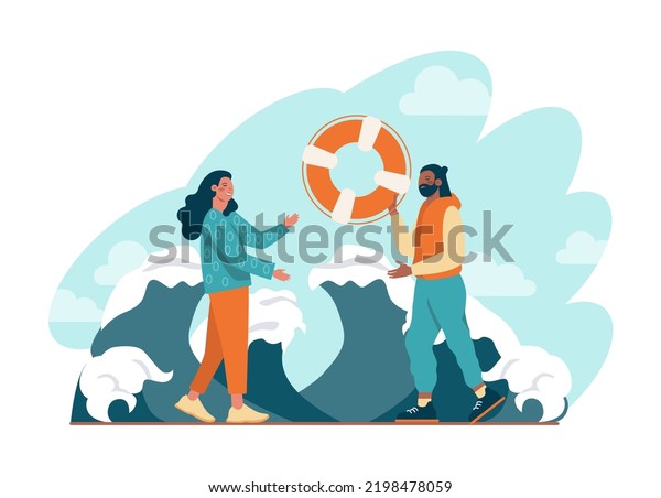 Support Concept Character Help Each Other Stock Vector (Royalty Free ...