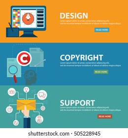 Support Design Copyright Banners Flat Style Stock Vector (Royalty Free ...