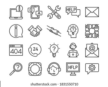 Support Help Related Vector Line Icons Stock Vector (Royalty Free ...