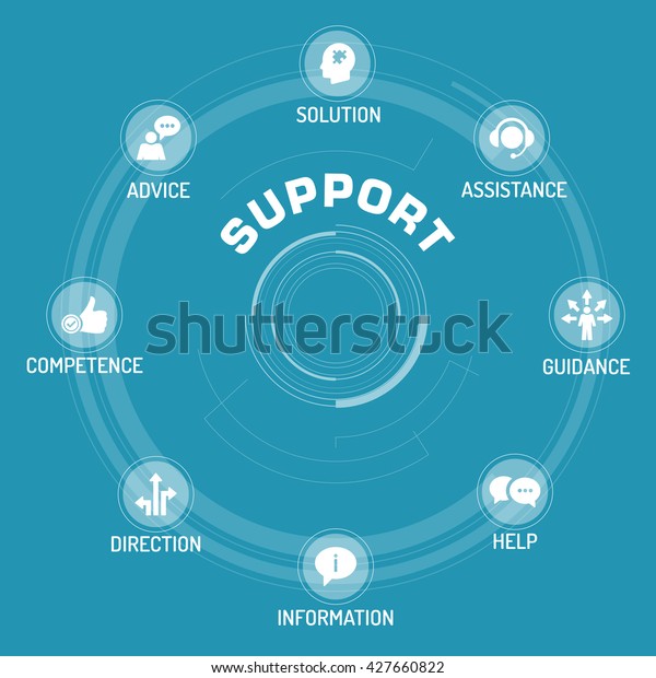 Support Icon Set On Blue Background Stock Vector (Royalty Free ...