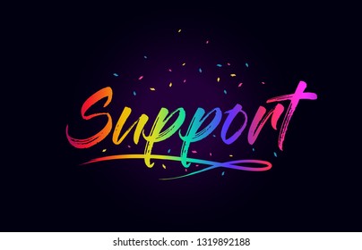 Support Word Text Handwritten Rainbow Vibrant Stock Vector (Royalty ...