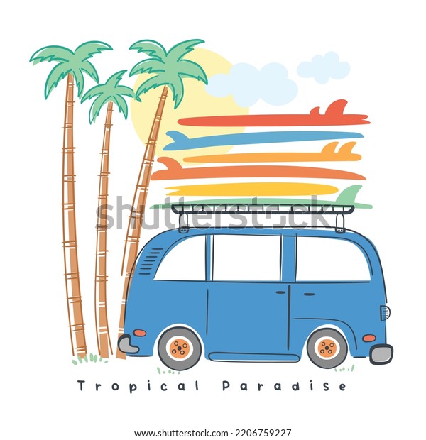 Surf Bus Vector Illustration Camper Van Stock Vector (Royalty Free ...