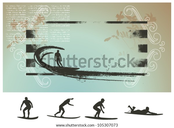 Surf Celestial Background Big Wave Rider Stock Vector (Royalty Free ...