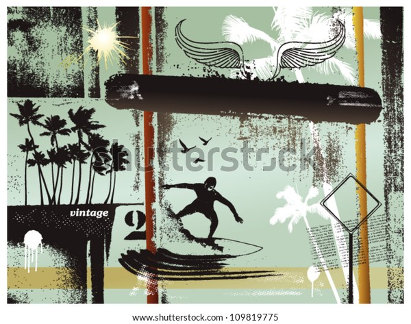 Surf Grunge Frame Stock Vector (Royalty Free) 109819775 | Shutterstock