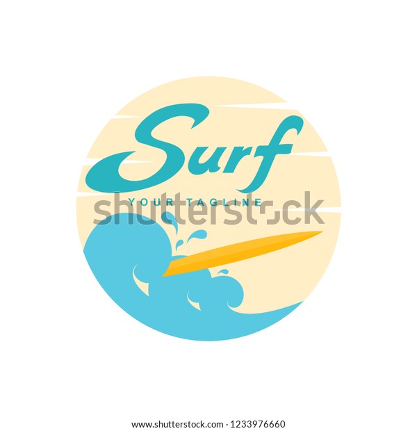 Surf Logo Design On Tropical Beach Stock Vector (Royalty Free ...