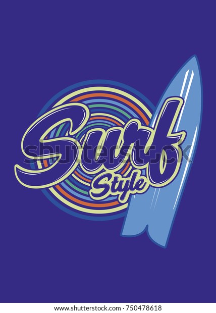 Surf Style Retro Design Circle Colorful: vector de stock (libre de ...
