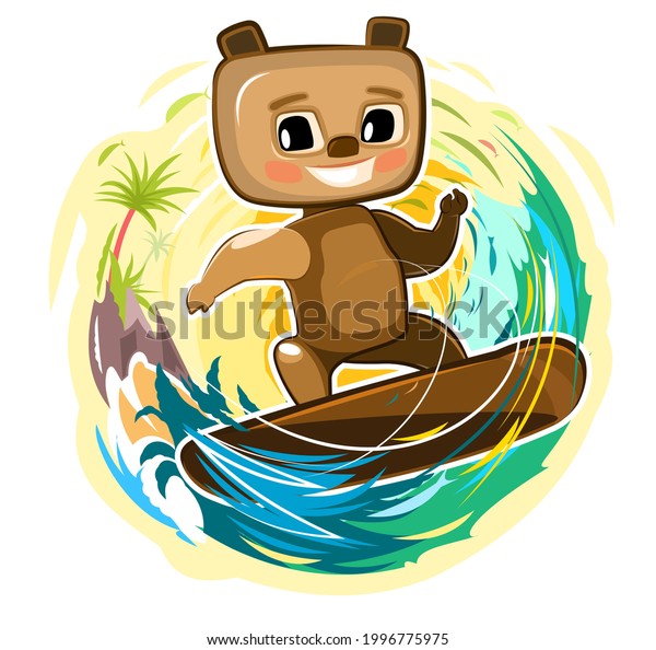 Surf Tube Fun Cute Teddy Bear Stock Vector (Royalty Free) 1996775975 ...
