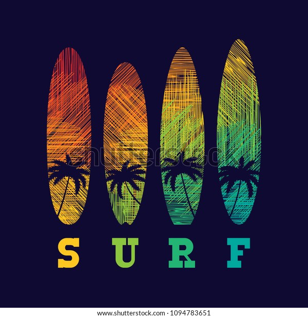 Surf Typography Poster Concept Print Production Stock Vector (Royalty ...