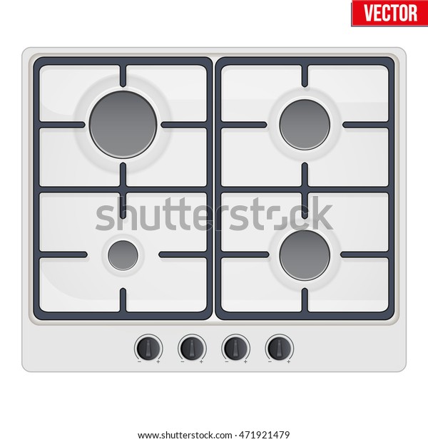 Surface White Gas Hob Top View Stock Vector (Royalty Free) 471921479 ...