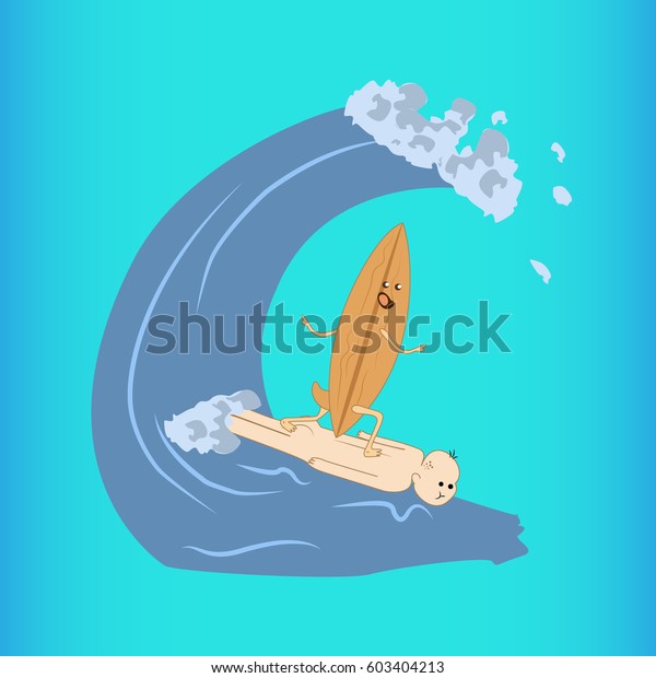 Surfboard Animated Sliding On Wave On Stock Vector (Royalty Free ...
