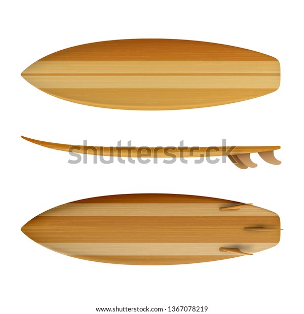 Surfboard Wood Front Back Side View: เวกเตอร์สต็อก (ปลอดค่าลิขสิทธิ์ ...