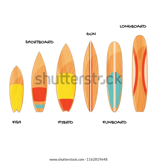 Surfboards Types Set On White Background Stock Vector (Royalty Free ...