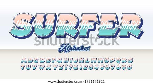 Surfer Font Multicolored Dimensional Alphabet Suited Stock Vector ...
