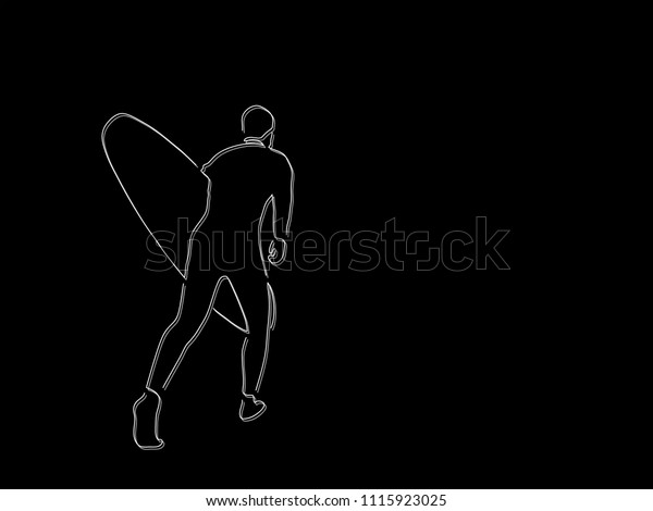 Surfer Line Drawing Vector Illustration Design Stock Vector (Royalty ...