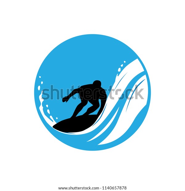 Surfer Waves Logo Icon Stock Vector (Royalty Free) 1140657878 ...