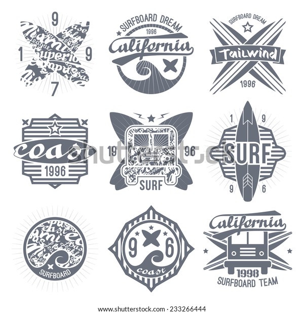 Surfing Emblem Retro Style Graphic Design Stock Vector (Royalty Free ...