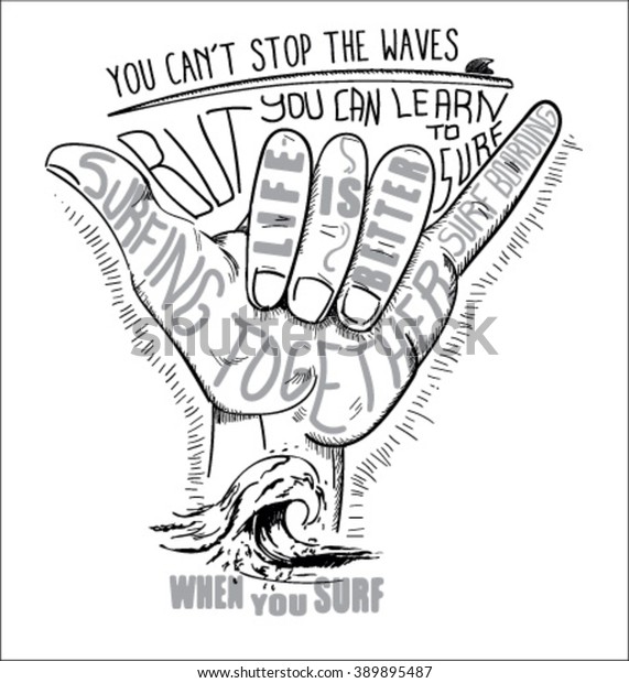 Surfing Hand Drawing Sketch Stock Vector (Royalty Free) 389895487 ...