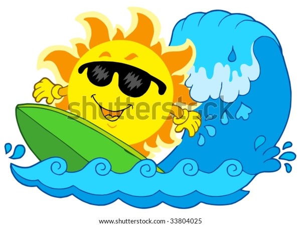 Surfing Sun On White Background Vector Stock Vector (Royalty Free ...