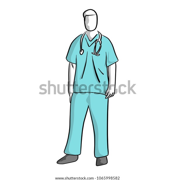 Surgeon Standing Vector Illustration Sketch Hand Stock Vector (Royalty ...