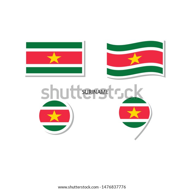 Suriname Flag Logo Icon Set Rectangle Stock Vector (Royalty Free ...