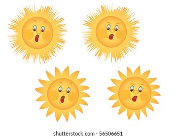 Sun Emotion Cartoon Character Set Faces Stock Vector (Royalty Free ...