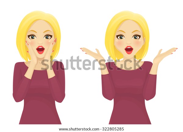Surprised Beautiful Woman Stock Vector (Royalty Free) 322805285 ...