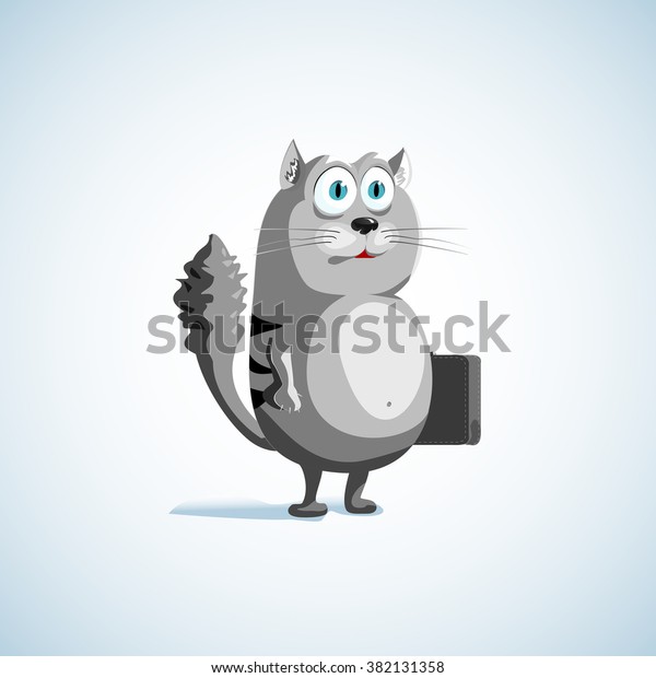 Surprised Cat Green Blue Briefcase Office Stock Vector (Royalty Free ...