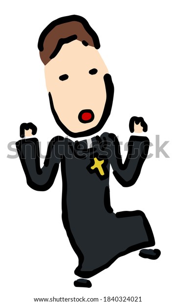 Surprised Catholic Priest Hand Drawn Vector Stock Vector (Royalty Free ...