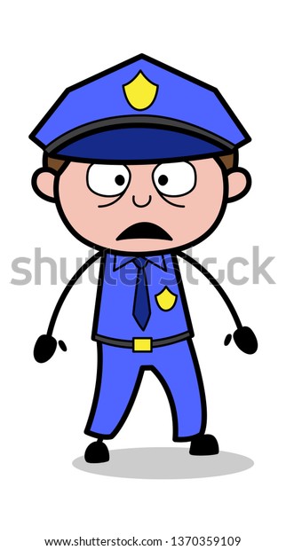 Surprised Face Retro Cop Policeman Vector Stock Vector (Royalty Free ...