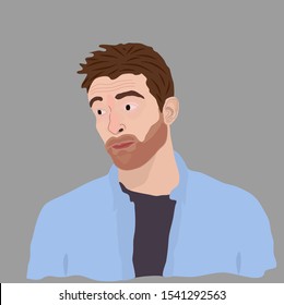 Surprised Man Face Vector Illustration Surprised Stock Vector (Royalty ...
