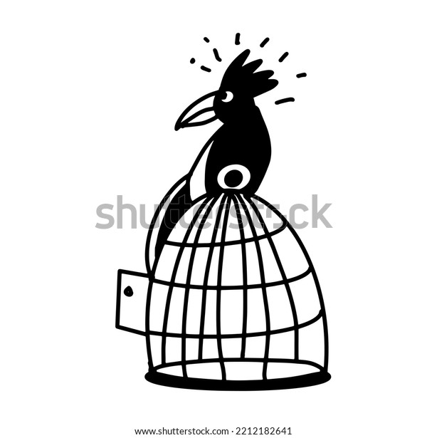 Surprised Parrot Sitting On Cage Freedom Stock Vector (Royalty Free ...