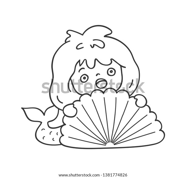 Surprised Scared Mermaid Hiding Behind Sea Stock Vector (Royalty Free ...