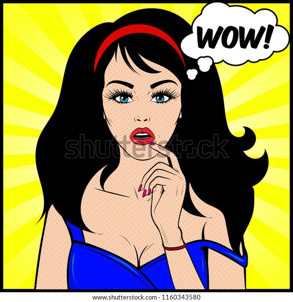 Surprised Young Sexy Woman Open Mouth Stock Vector Royalty Free