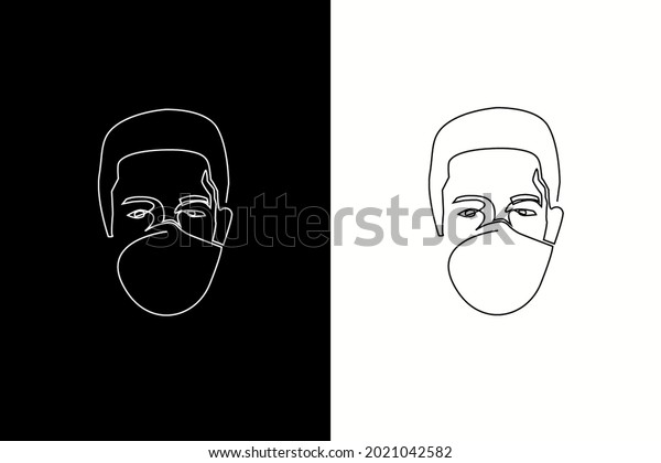 Surreal Faces Used Mask Continuous Line Stock Vector (Royalty Free ...