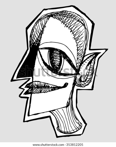 Surreal Head Grotesque Sketch Stock Vector (Royalty Free) 353812205 ...