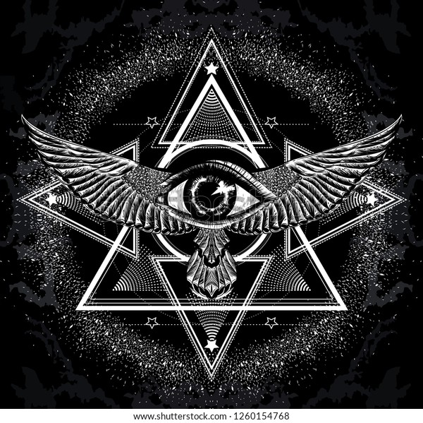 Surreal Symbol Sacred Geometry All Seeing: vector de stock (libre de ...